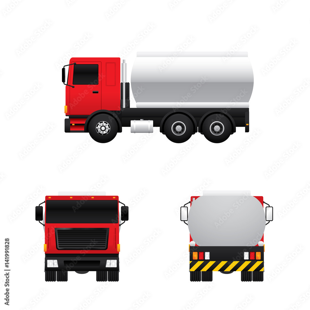 Vector of tank truck in different views isolated on white background ...