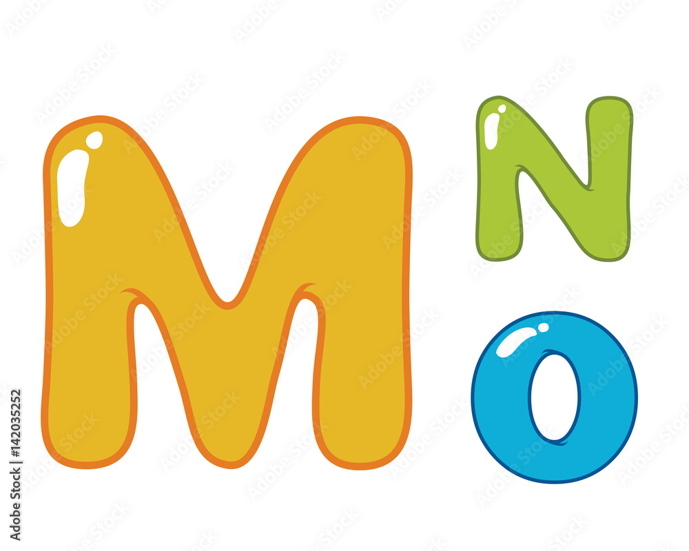 Modern Cute Eye Candy Balloon Alphabet Letter Set - M, N, O Stock ...