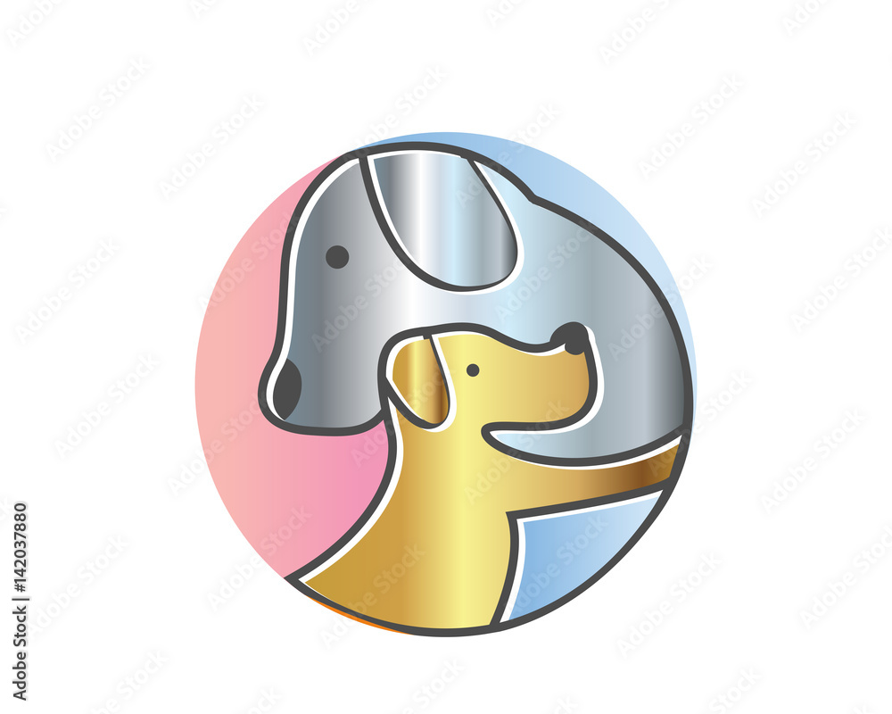 Modern Cute Animal Mother And Children Warm Hug Logo - Dog Family Stock ...