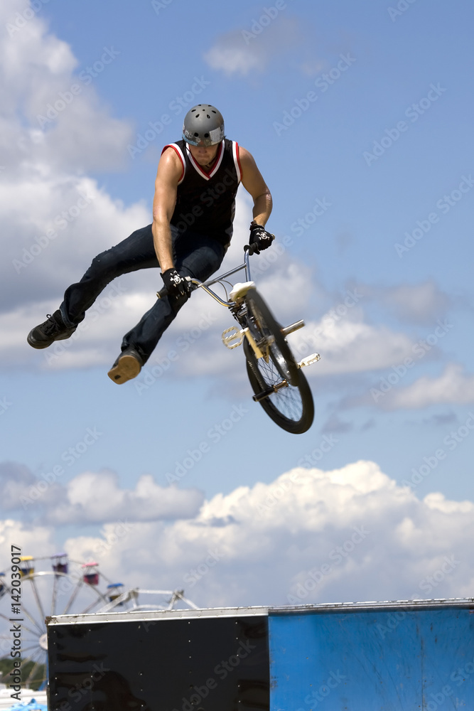 Bmx biker performing in the Maximum Velocity show at Long Island NY ...