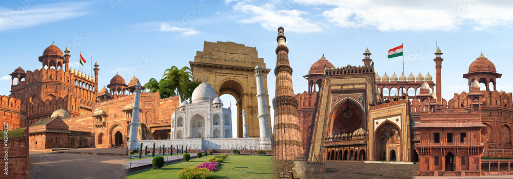 Collage of India historical monuments and heritage sites, landmarks and ...