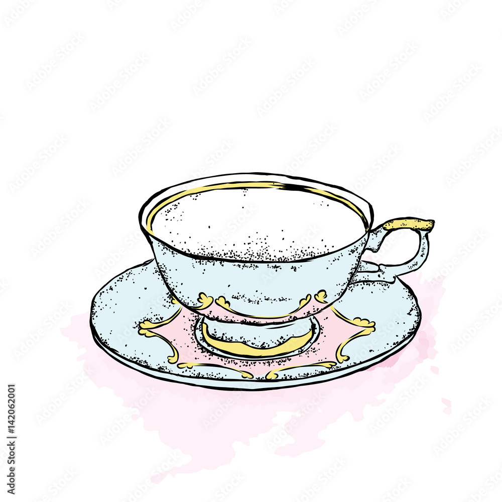 A beautiful vintage cup. Vector illustration for a postcard or a poster ...