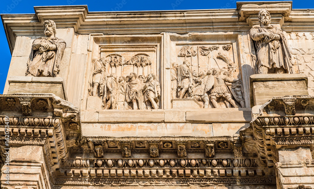 Rome. Arch of Constantine. Sculptures of the captured Dacians. Reliefs ...