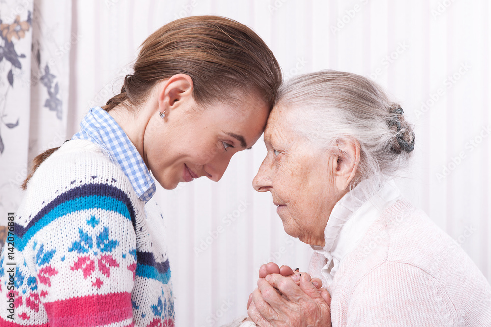 Helping hands, care for the elderly concept Senior and caregiver ...