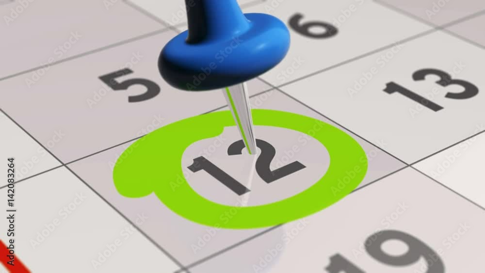 Pin on the date number 12. The twelfth day of the month is marked with ...