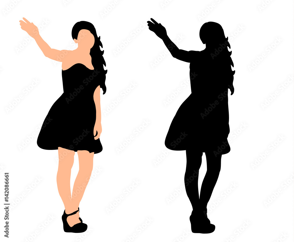 Woman Waving Silhouette