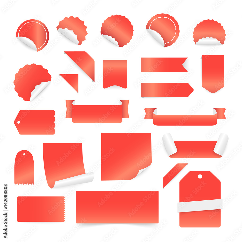 Paper stickers and labels isolated on white background. Vector clip-art ...