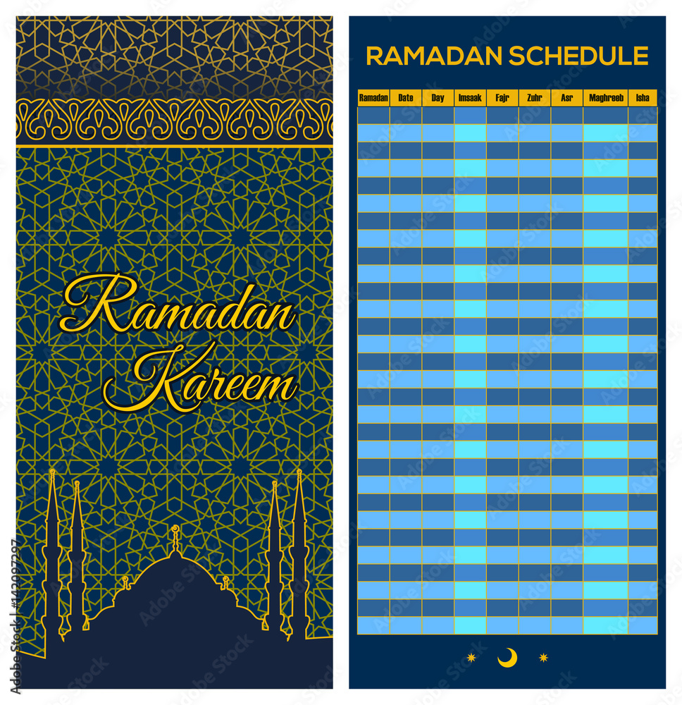 Ramadan Calendar Schedule - Fasting, Iftar and Prayer time table Guide ...