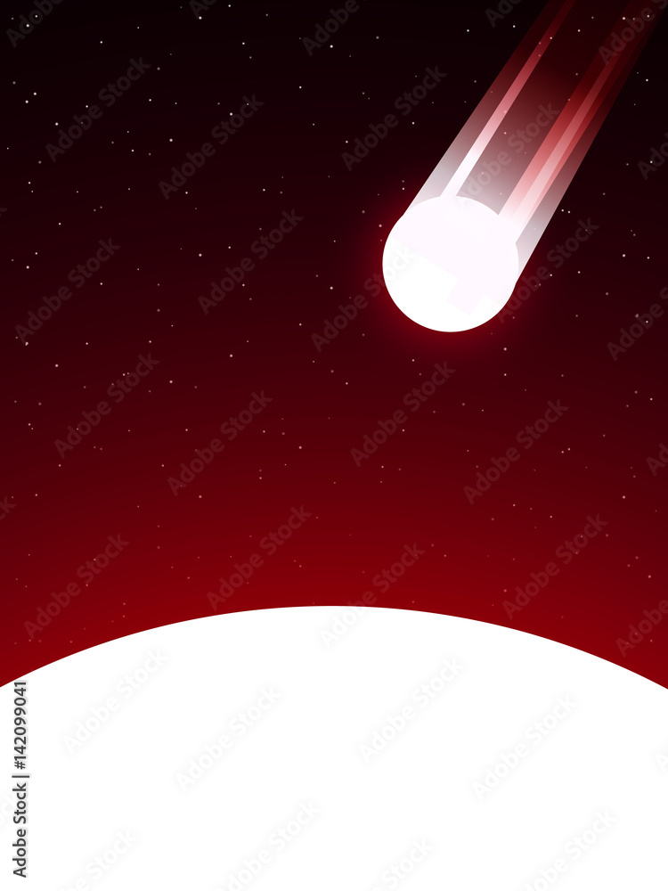 giant red sun and meteor in universe background Stock Vector | Adobe Stock