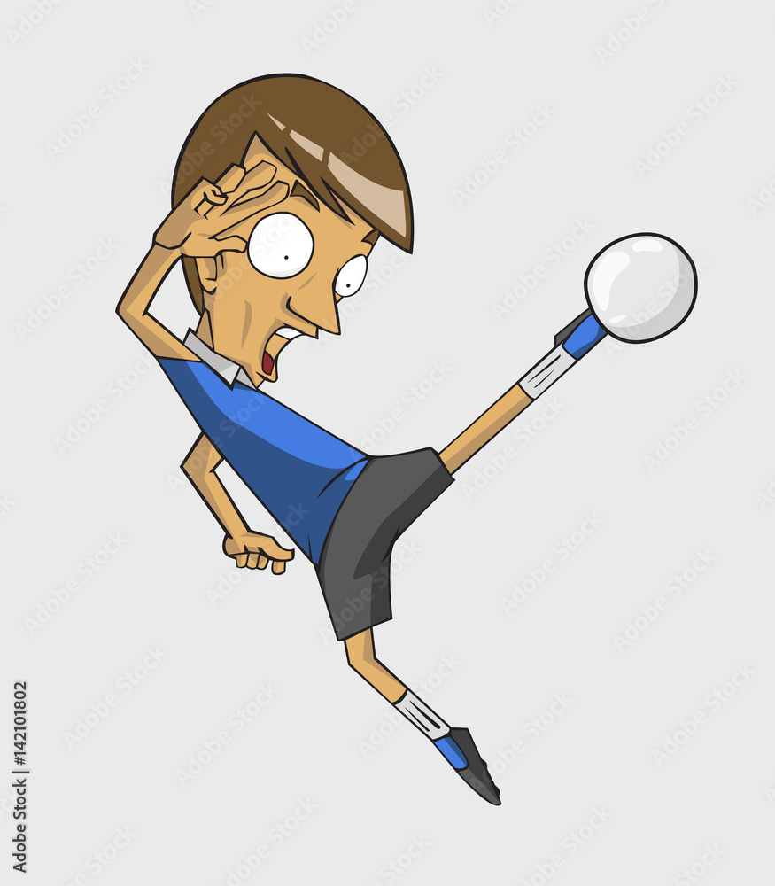 soccer player action kick the ball. cartoon vector and illustration ...