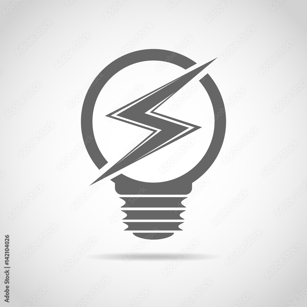 Light bulb icon with lightning. Vector Illustration. Stock Vector ...