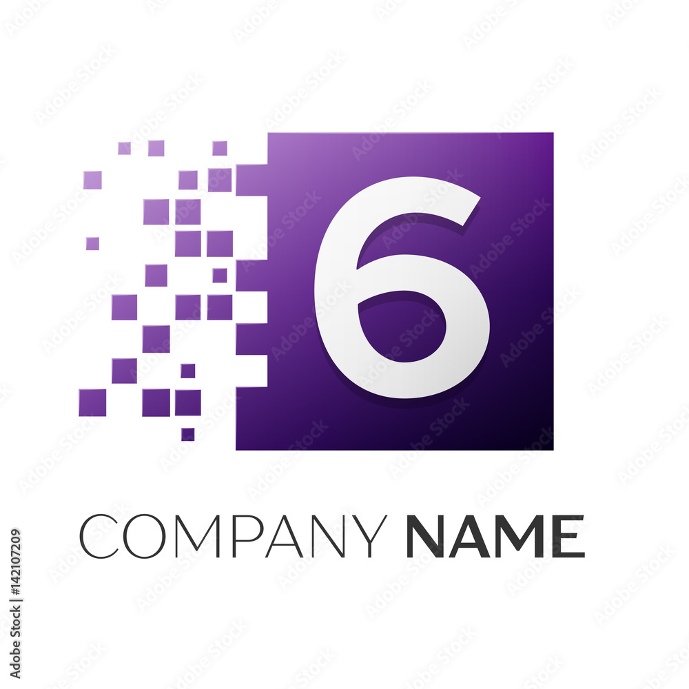 Number six vector logo symbol in the colorful square on white ...
