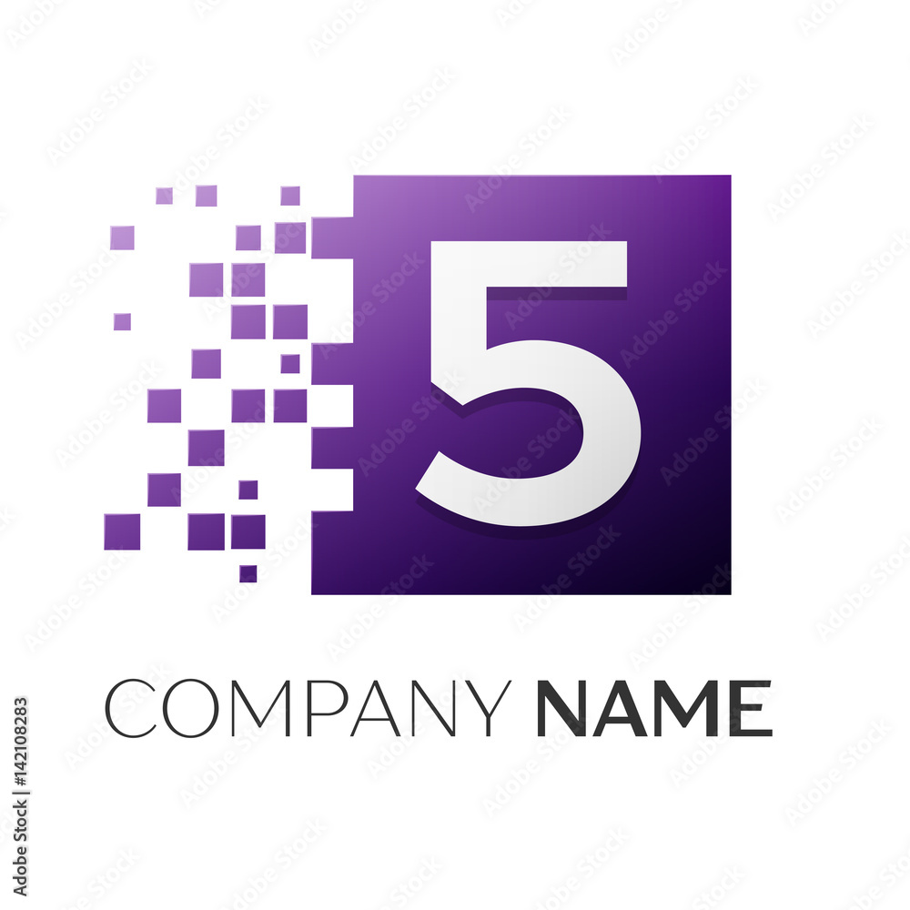 Number five vector logo symbol in the colorful square on white ...