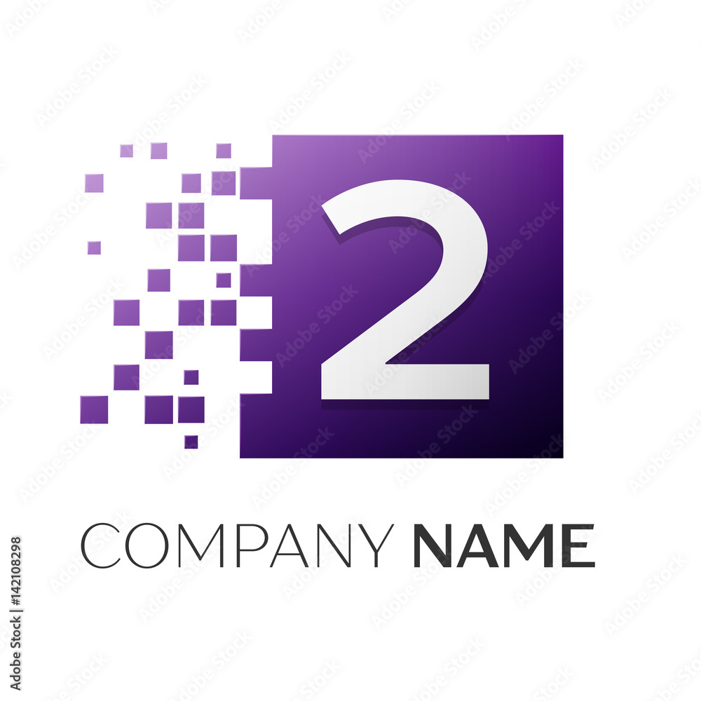 Number two vector logo symbol in the colorful square on white ...