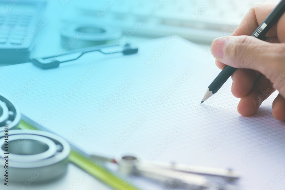 Architecture, engineering and construction background concept. Drawings ...