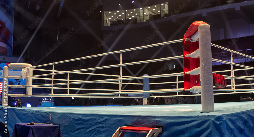 Boxing ring before the event Boxing Championship. Stock Photo | Adobe Stock
