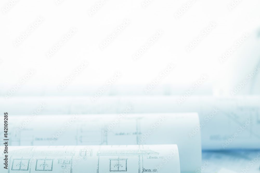 Architecture, engineering and construction background concept. Drawings ...