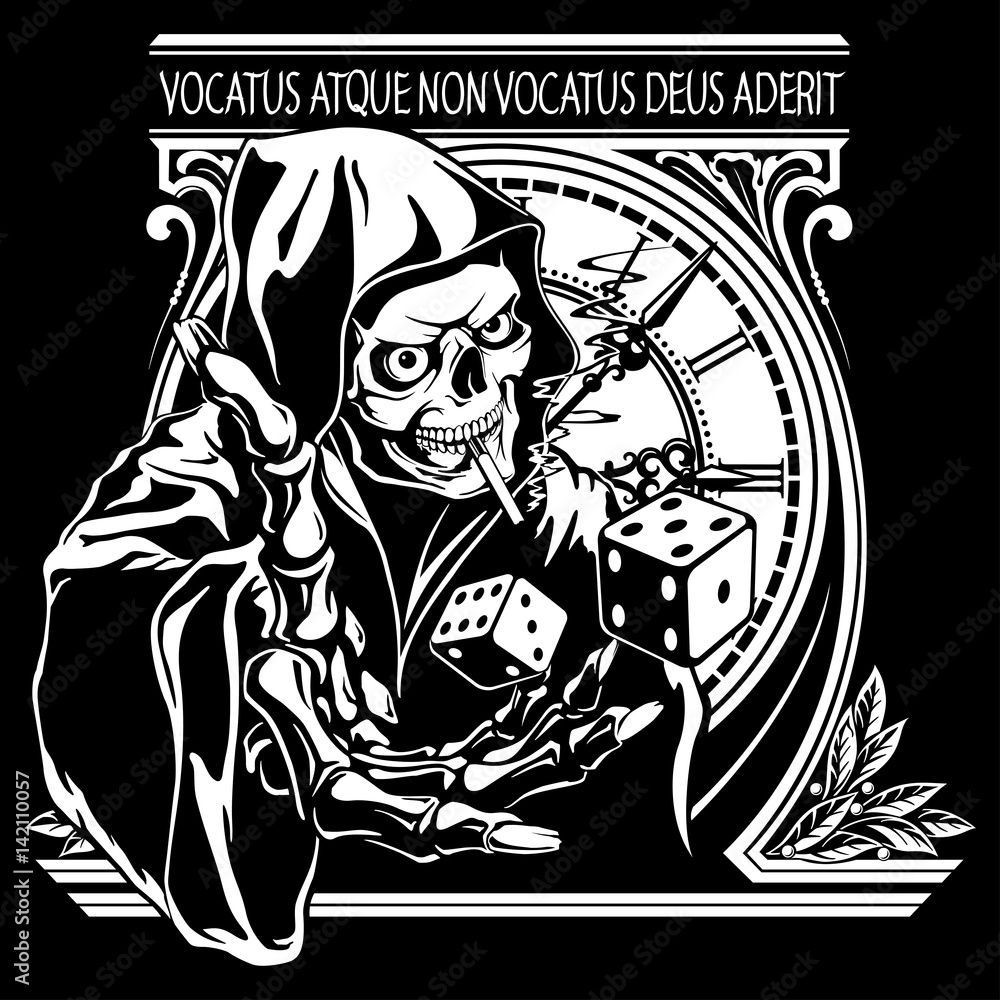 Skeleton throws dice vector illustration Stock Vector | Adobe Stock