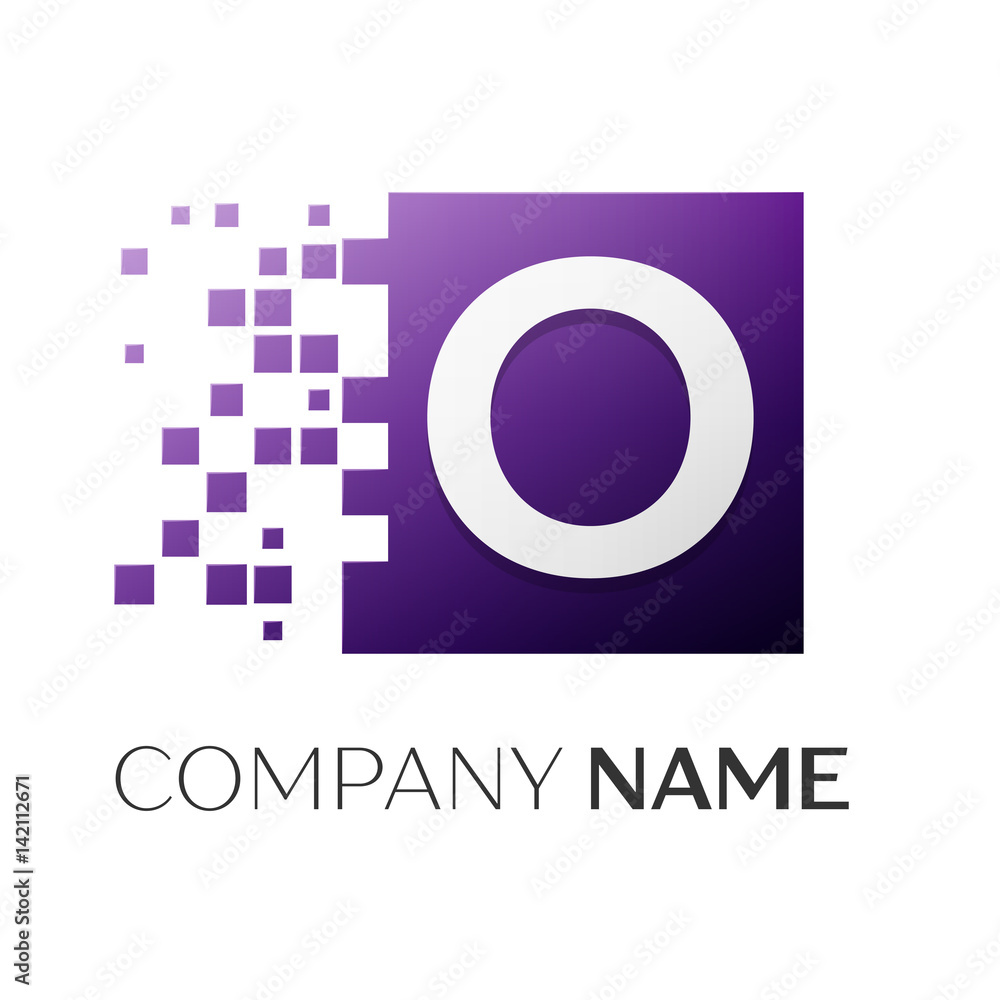 Letter O vector logo symbol in the colorful square with shattered ...
