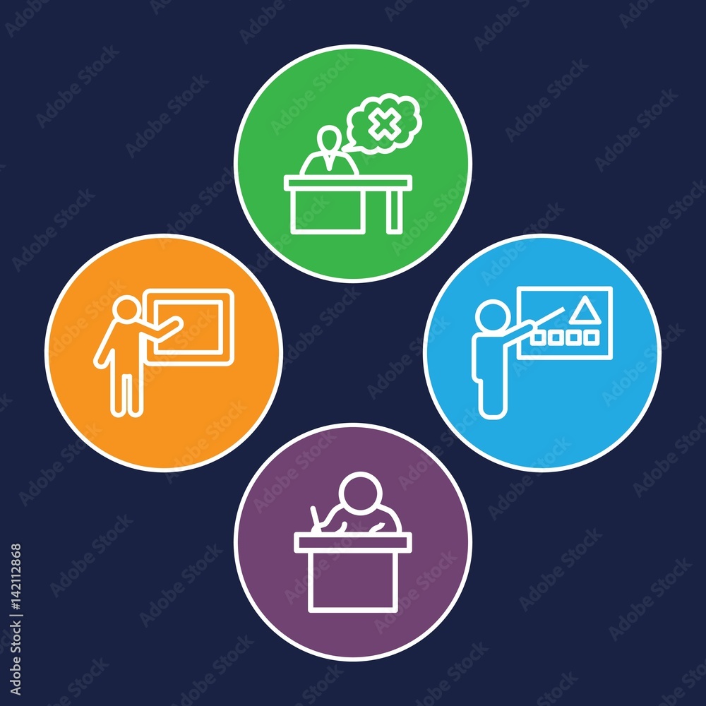 Set of 4 teacher outline icons Stock Vector | Adobe Stock