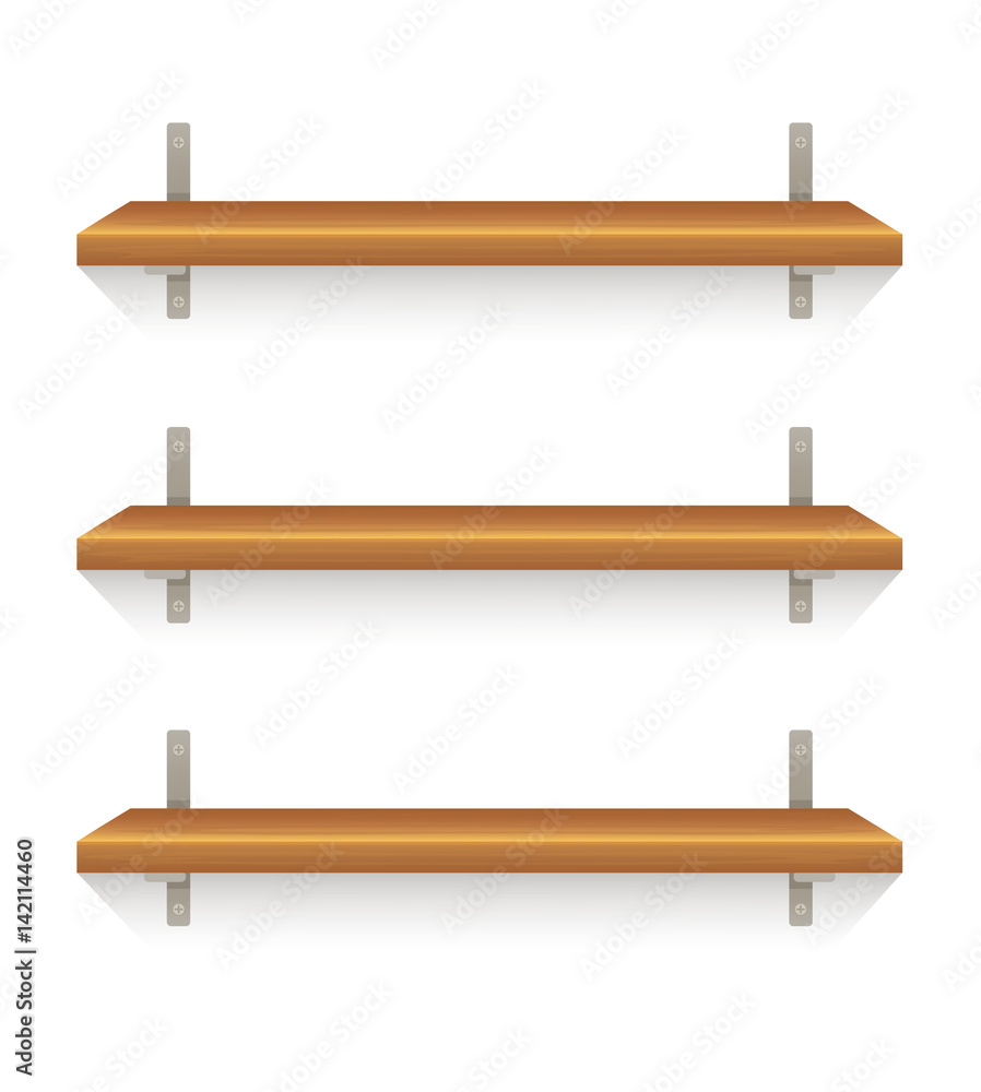 Empty wooden brown shelves. Vector cartoon illustration Stock Vector ...