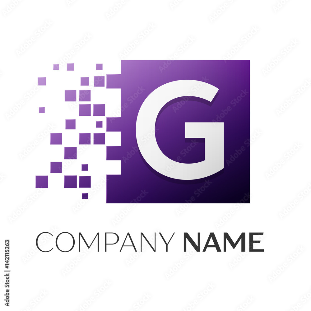 Letter G vector logo symbol in the colorful square with shattered ...