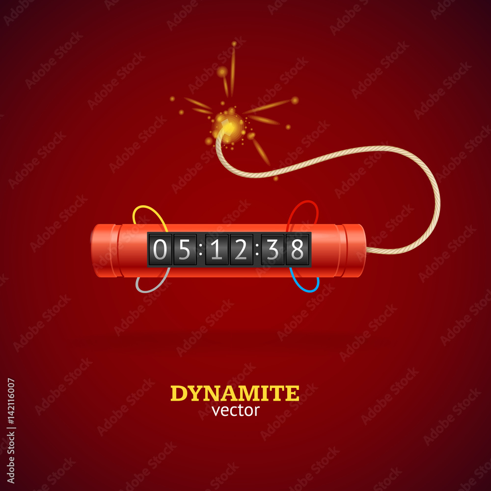 Detonate Dynamite Bomb and Timer Clock. Vector Stock Vector | Adobe Stock