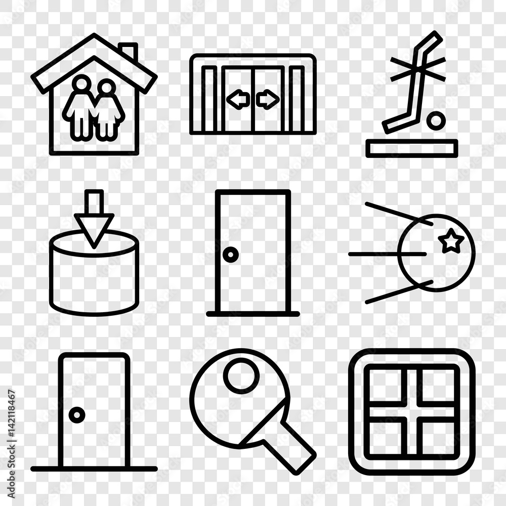 Set of 9 inside outline icons Stock Vector | Adobe Stock