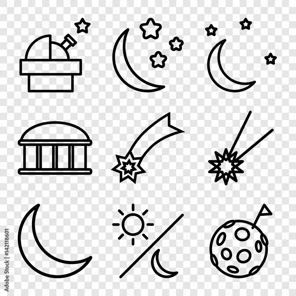 Set of 9 astronomy outline icons Stock Vector | Adobe Stock