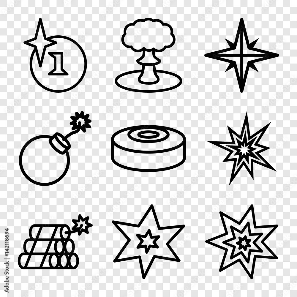 Set of 9 bang outline icons Stock Vector | Adobe Stock