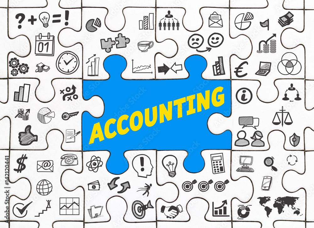 Accounting / Puzzle mit Symbole Stock-Illustration | Adobe Stock
