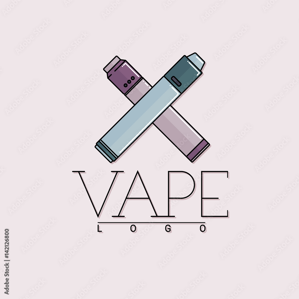 Vector vaping logo with two crossed mechanical modes. Colored with ...