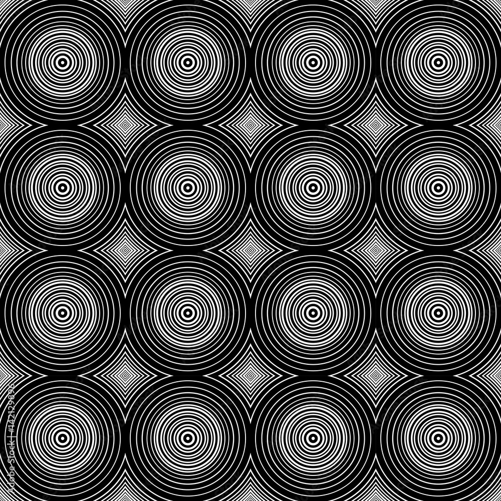 Seamless wallpaper pattern with circles. Radial pattern. Geometric ...