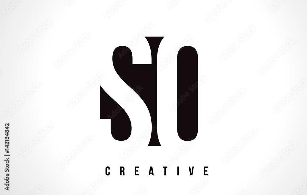 SO S O White Letter Logo Design with Black Square. Stock Vector | Adobe ...