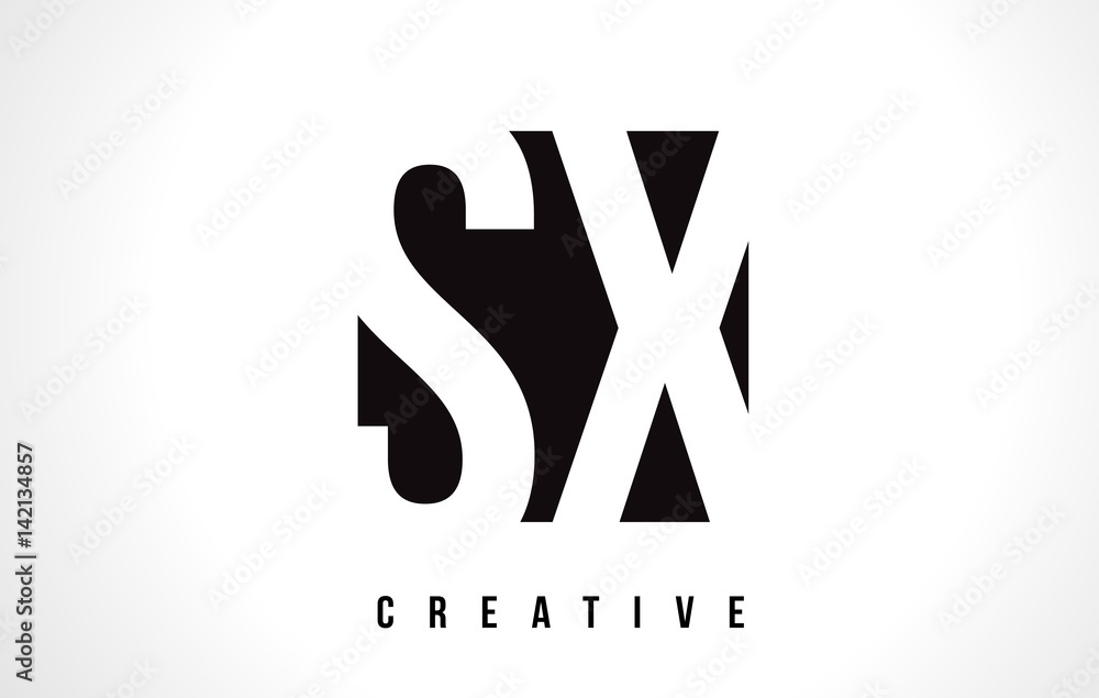 SX S X White Letter Logo Design with Black Square. Stock Vector | Adobe ...