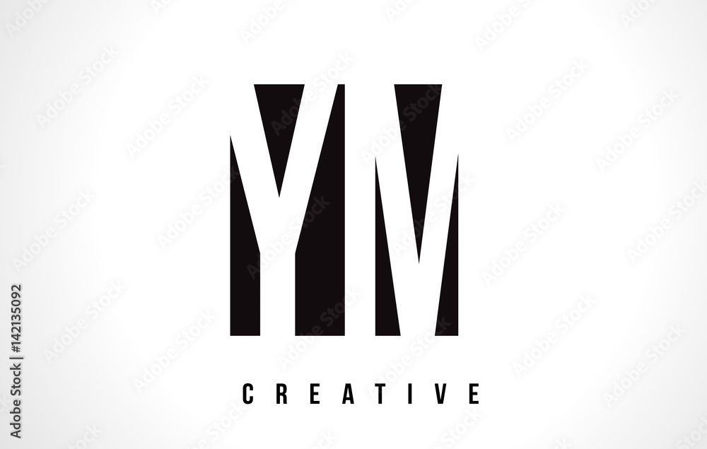 YM Y M White Letter Logo Design with Black Square. Stock Vector | Adobe ...