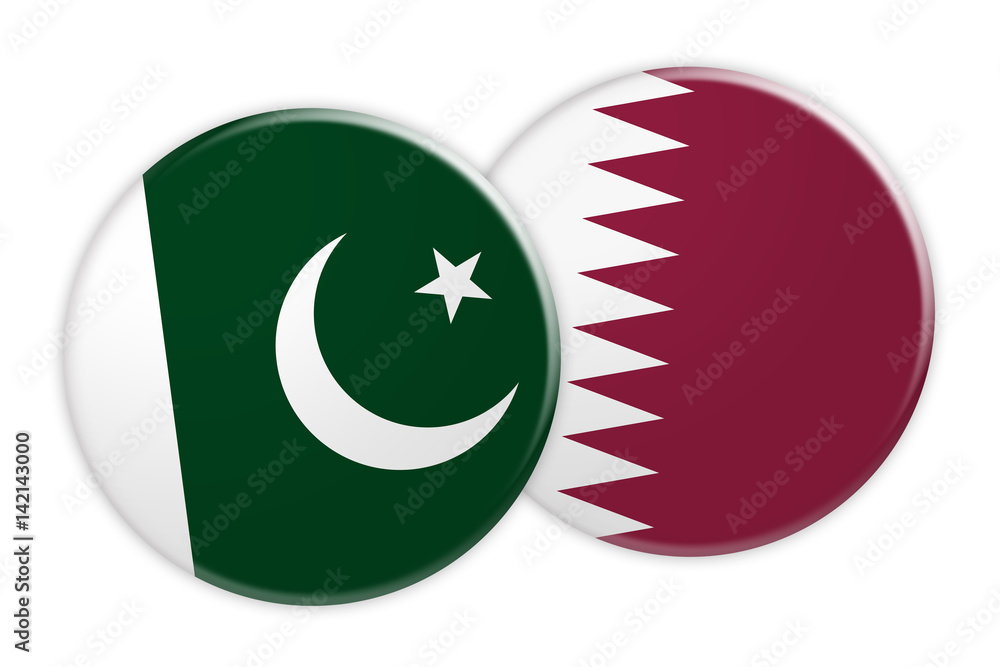 News Concept: Pakistan Flag Button On Qatar Flag Button, 3d ...