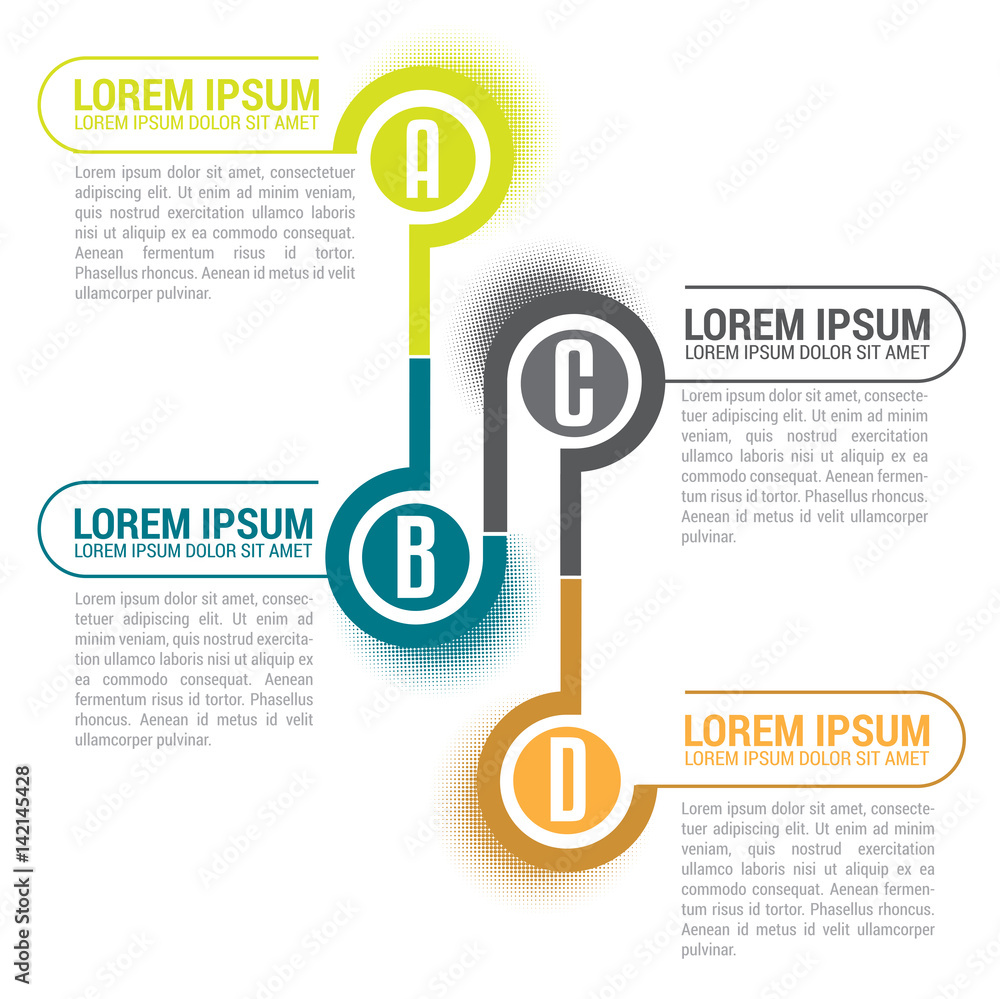 Infographic line with ABCD labels and place for text Stock Vector ...