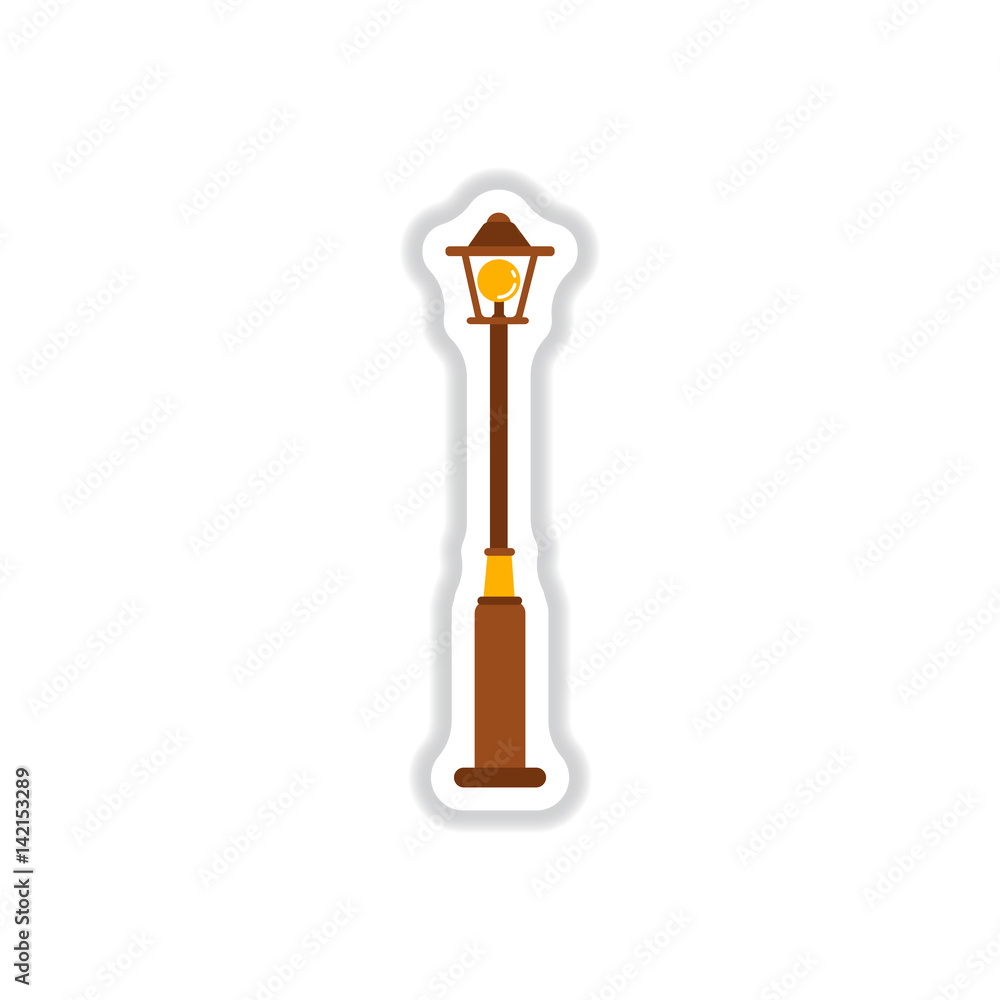 Street light icon, street lamp in paper sticker style Stock ...