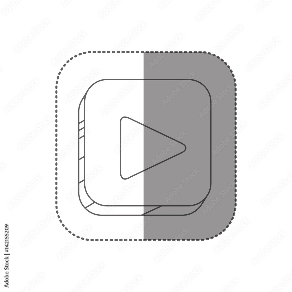 sticker square silhouette button with contour play button vector ...