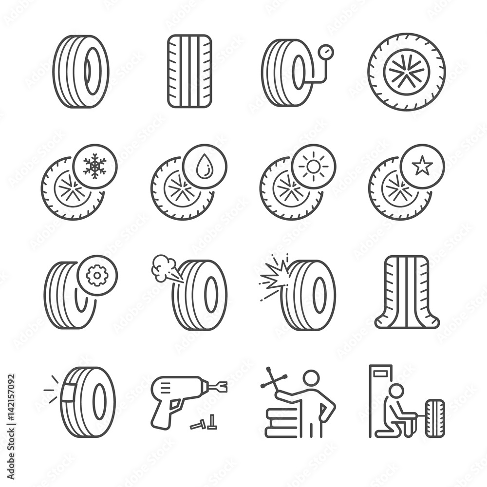 Tire icons set Stock Vector | Adobe Stock