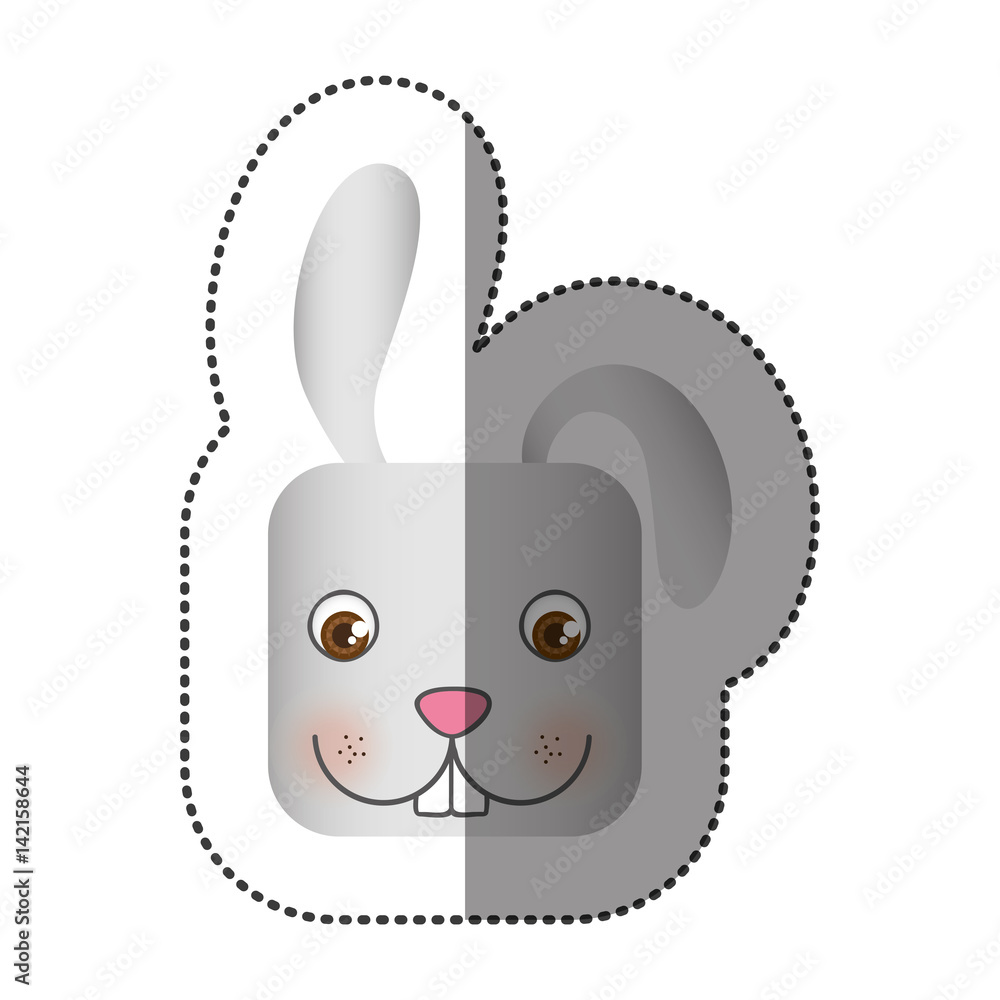 colorful face sticker of rabbit in square shape vector illustration ...