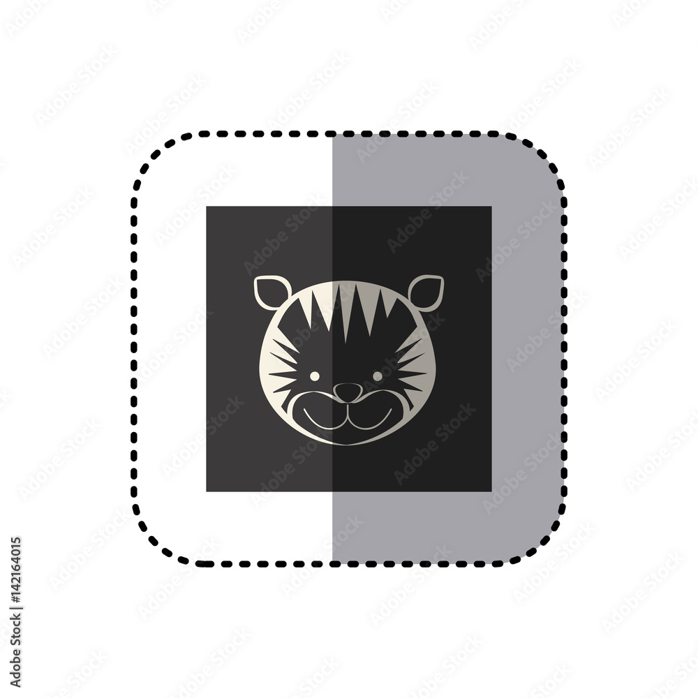 sticker of black background square with face of tiger vector ...
