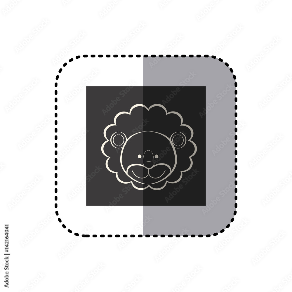 sticker of black background square with face of lion vector ...