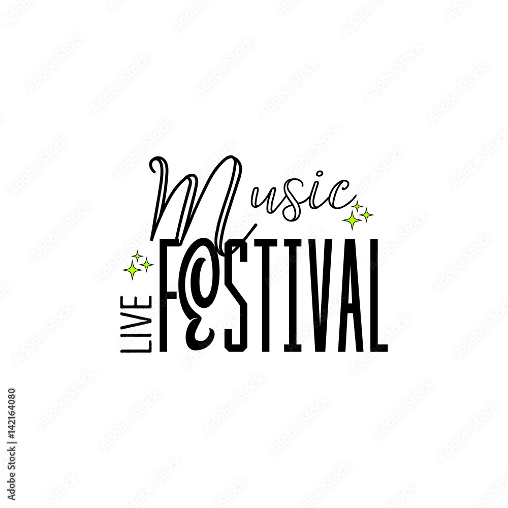 Typographic badges - music Festival. On the basis of script fonts ...