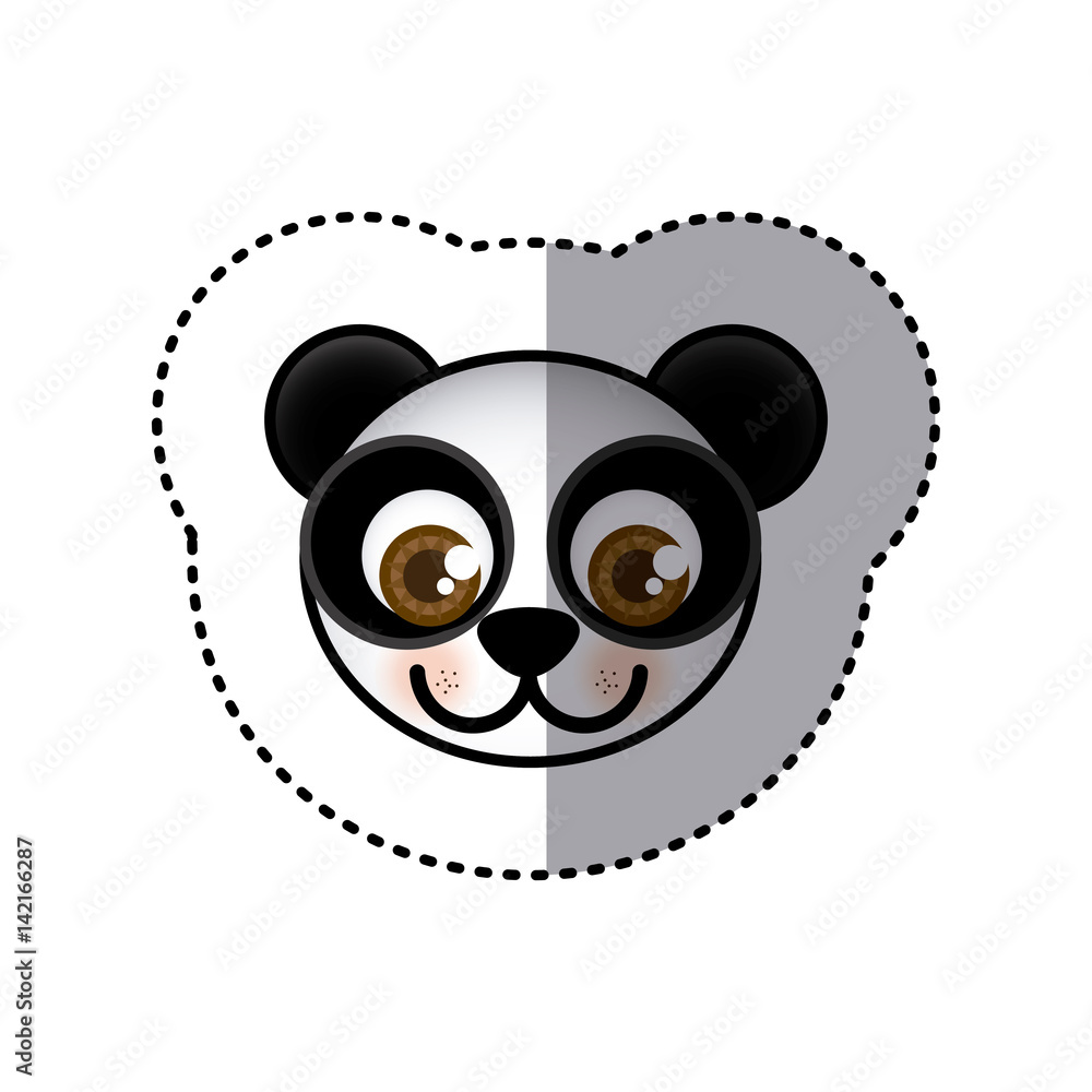sticker colorful picture face of panda with big eyes vector ...