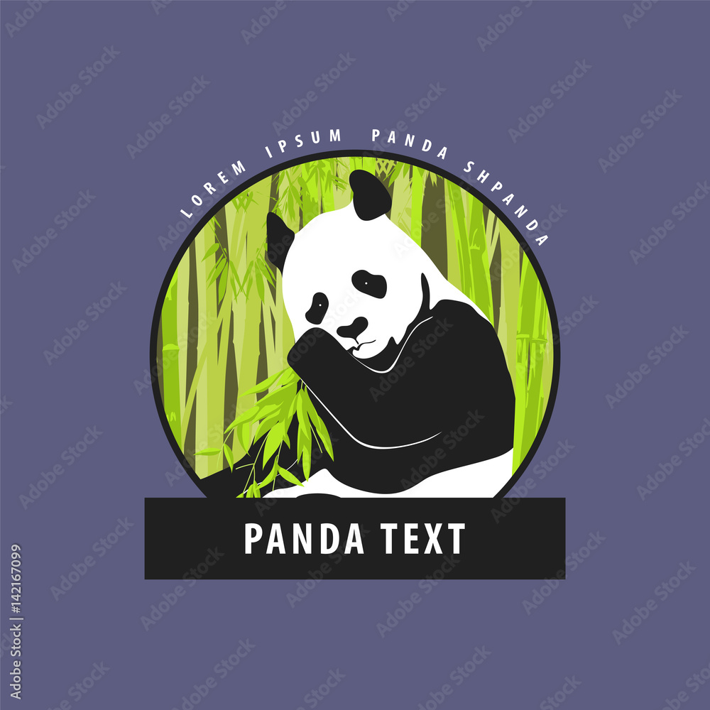 Bright logo with a beautiful panda Stock Vector | Adobe Stock