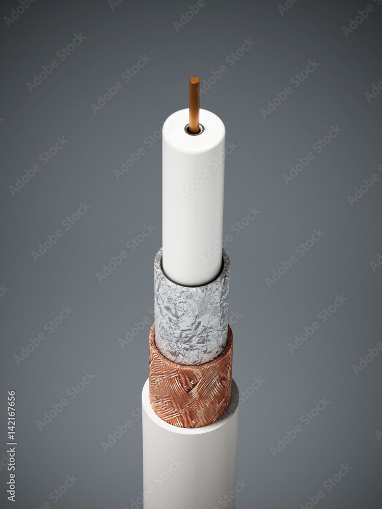 Coaxial cable showing detailed layers. 3D illustration Stock ...