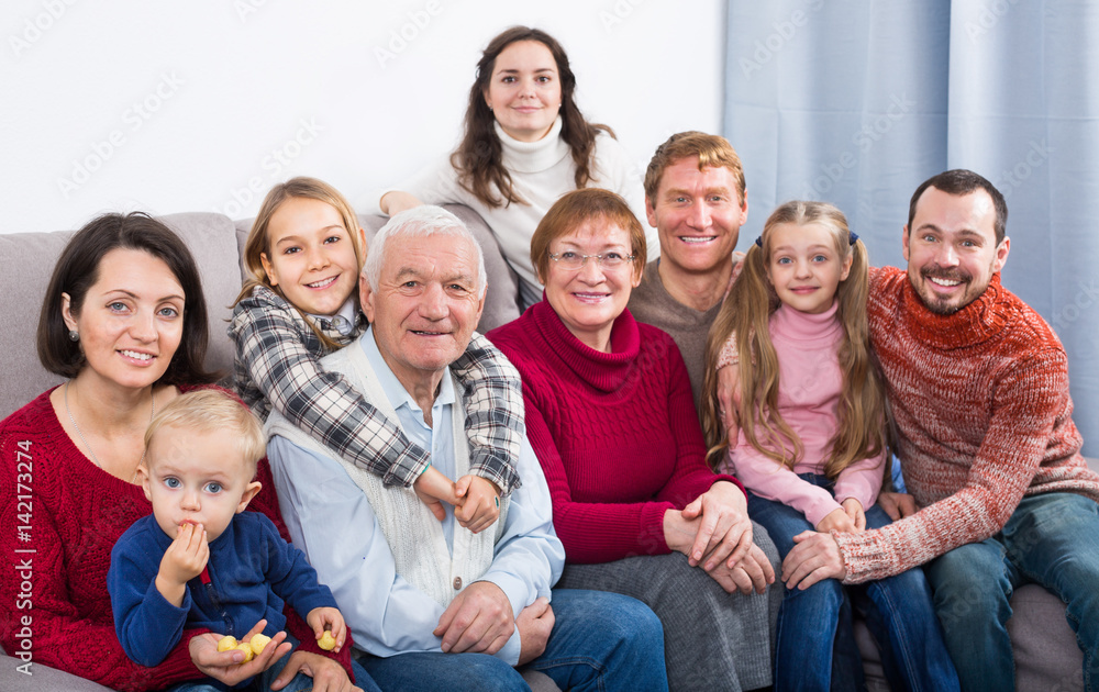Family members making family photo Stock Photo | Adobe Stock