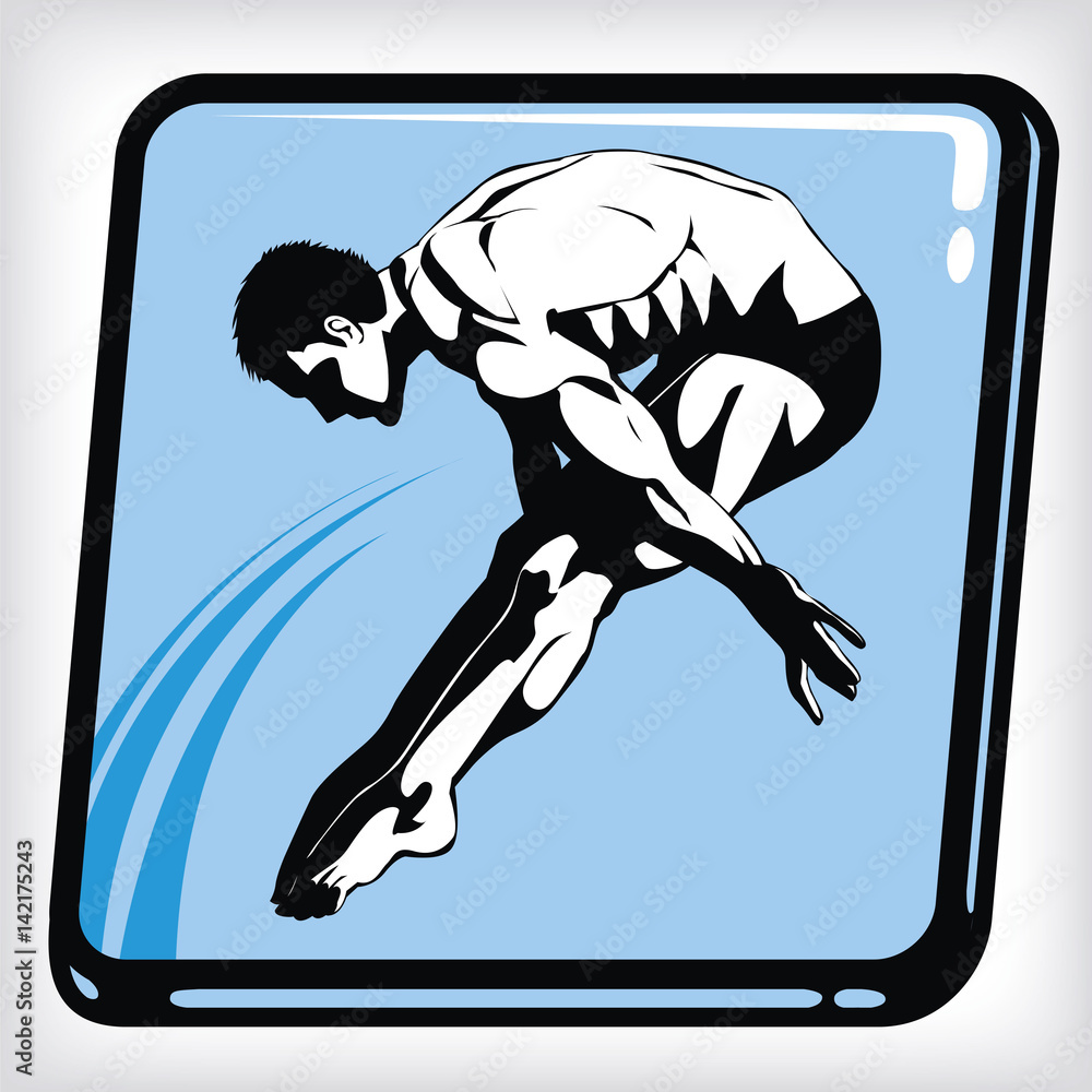Dynamic icon of man diving into swimming pool Stock Vector | Adobe Stock